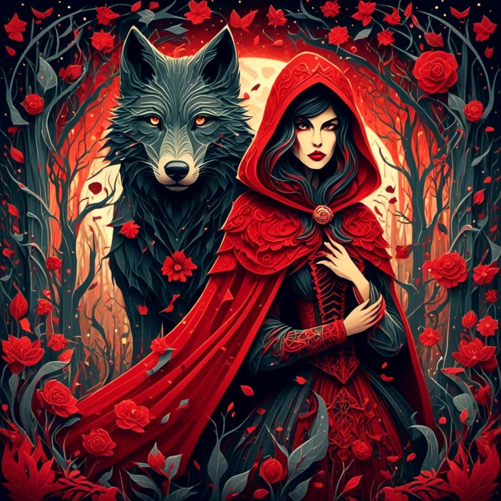Red Riding Hood and the Big Bad Wolf - AI Generated Artwork - NightCafe ...