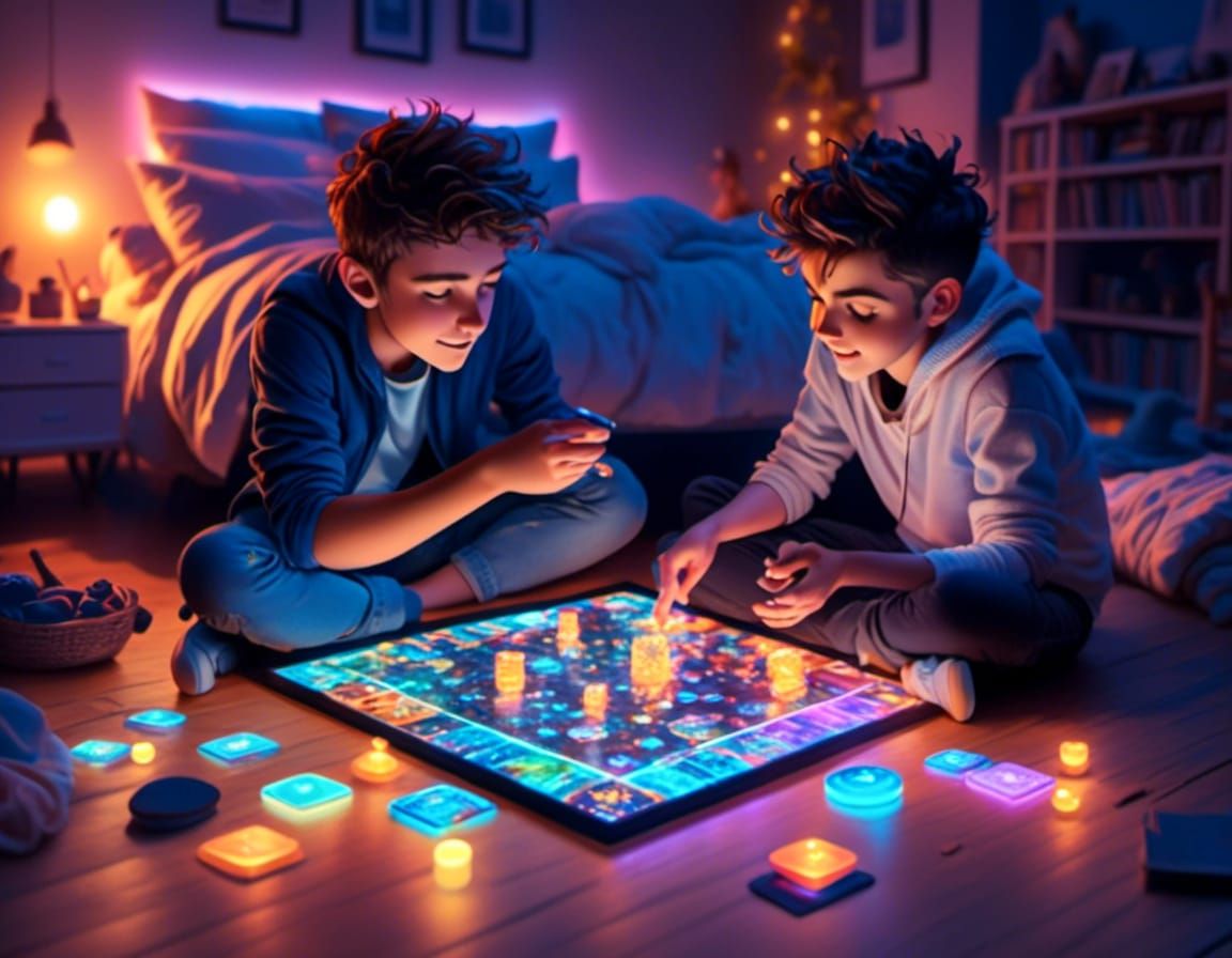 Friends playing a board game - AI Generated Artwork - NightCafe Creator