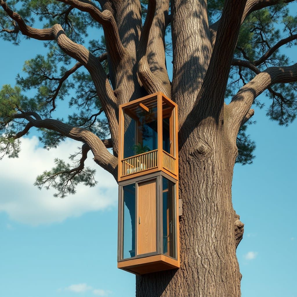 Elevator build into a tree - Elevator Ascends a Tree Trunk
