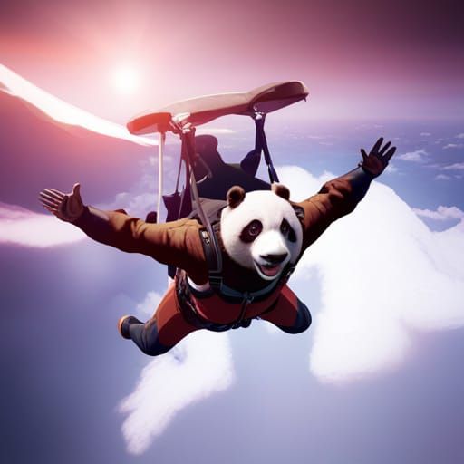 Skydiving Panda - AI Generated Artwork - NightCafe Creator