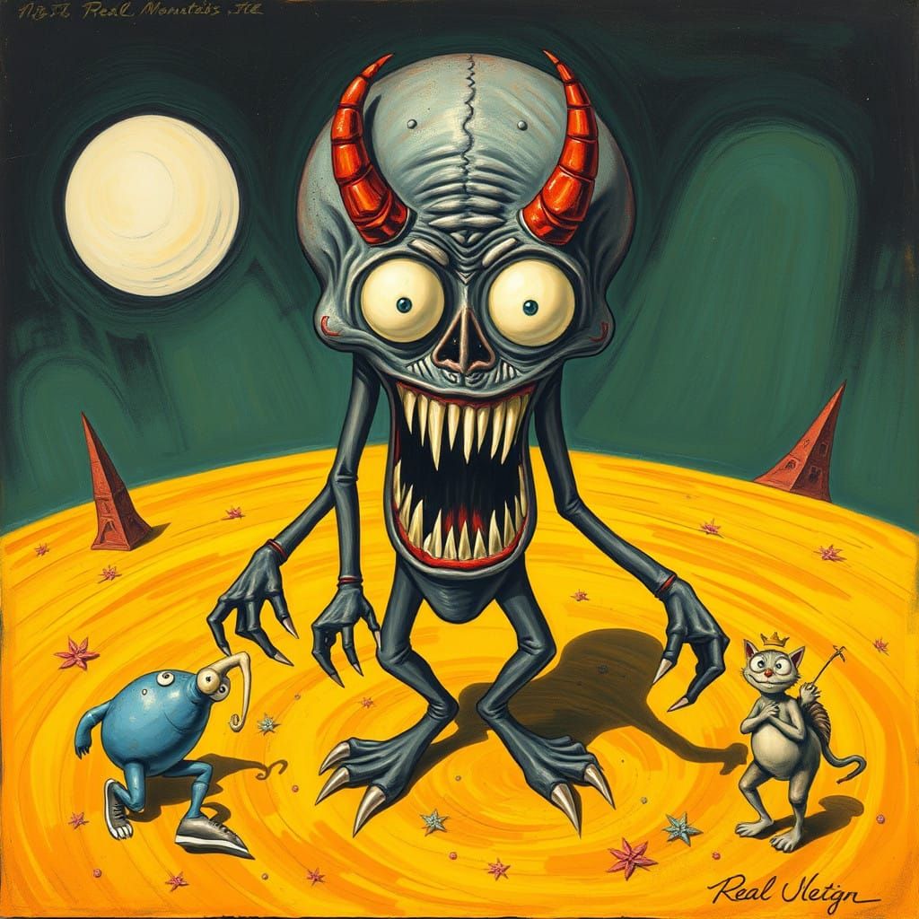 Grotesque Surrealist Art Monsters in Vibrant Cubis... - AI Art