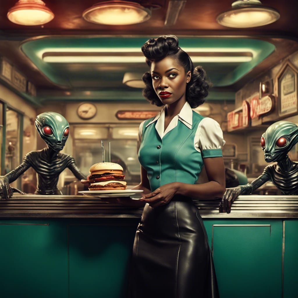 1940's Diner Series: Aliens - AI Generated Artwork - NightCafe Creator