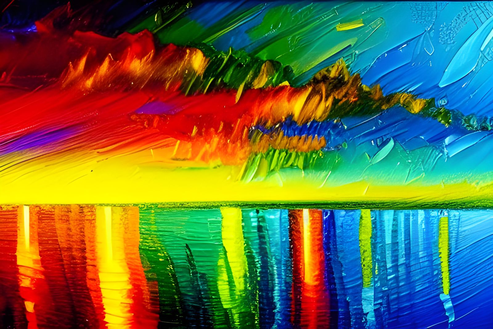 Sparks and electrical discharge in rainbow colors. (Neo Impressionism ...