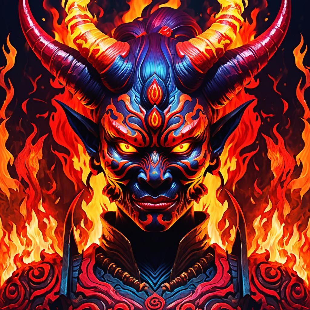Firey Portraits: Fire Oni (Juggernaut XL v5) - AI Generated Artwork ...
