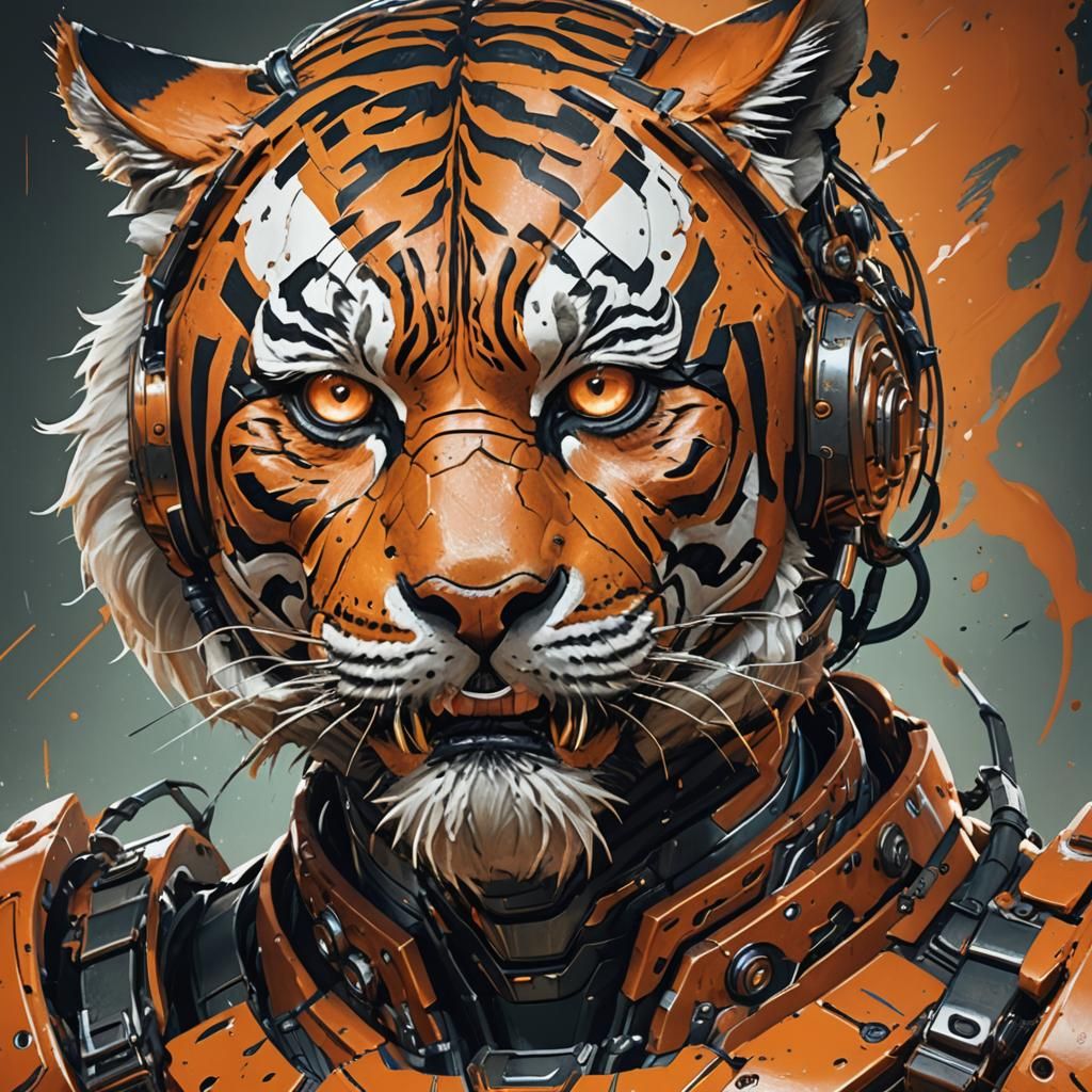 Face of a Cyber Tiger - AI Generated Artwork - NightCafe Creator