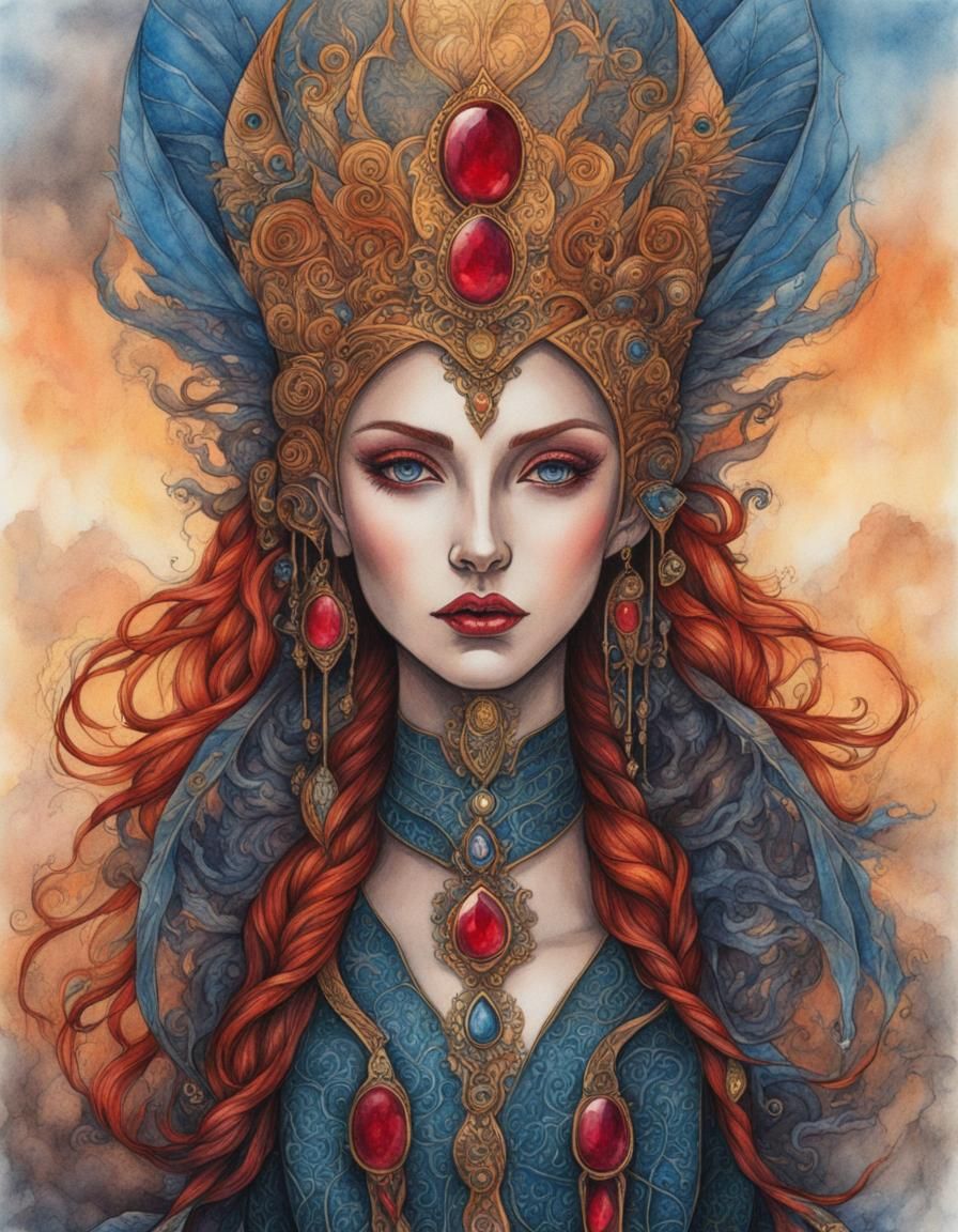 Portrait Of The Ruby Goddess - AI Generated Artwork - NightCafe Creator