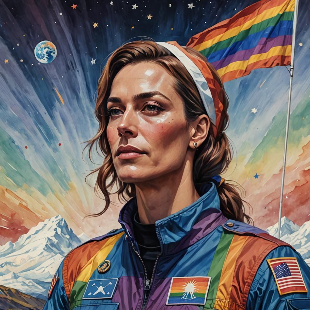 Art by Aleksandr Deineka, inspired by Yuri Gagarin, a Soviet astronaut ...