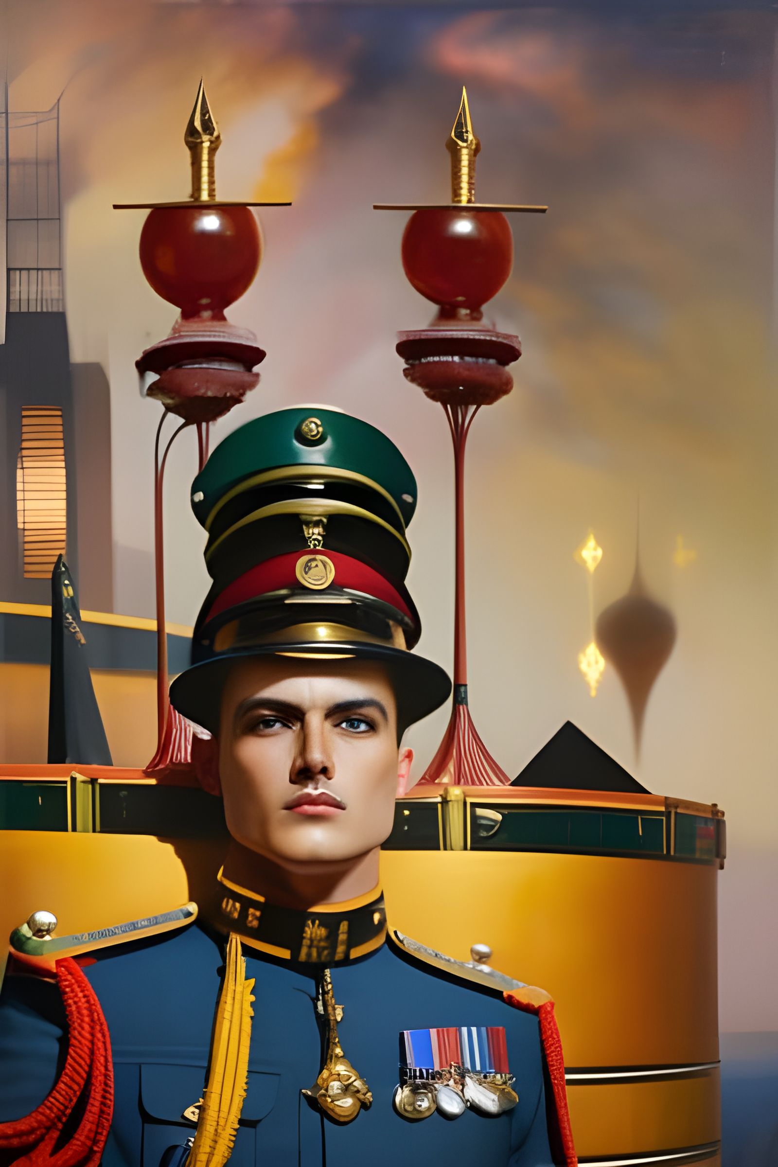 Jeremy was so proud of his army hats that he wore them all at once