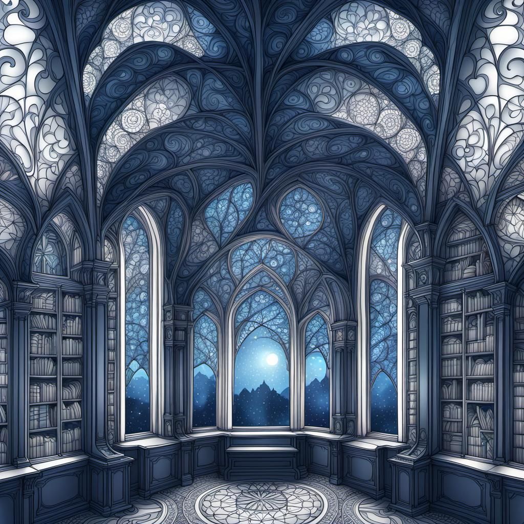 Blue Library - AI Generated Artwork - NightCafe Creator