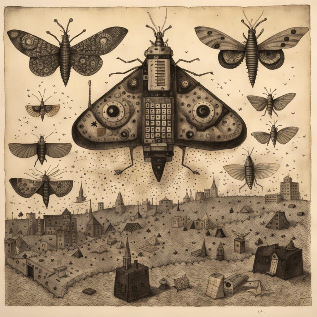 Enigma Moth Machines - AI Generated Artwork - NightCafe Creator