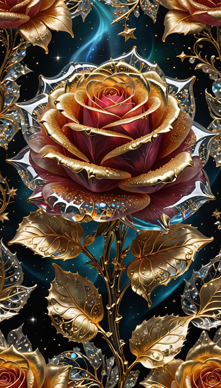 A beautiful shot of a translucent ice rose - AI Generated Artwork ...