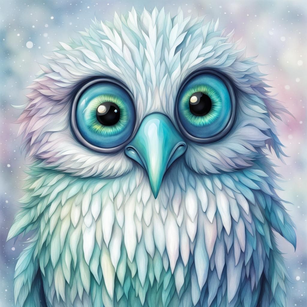 Whimsical Quirky Feathered Antarctic Ice Creature :: Quirky Folk Style ...