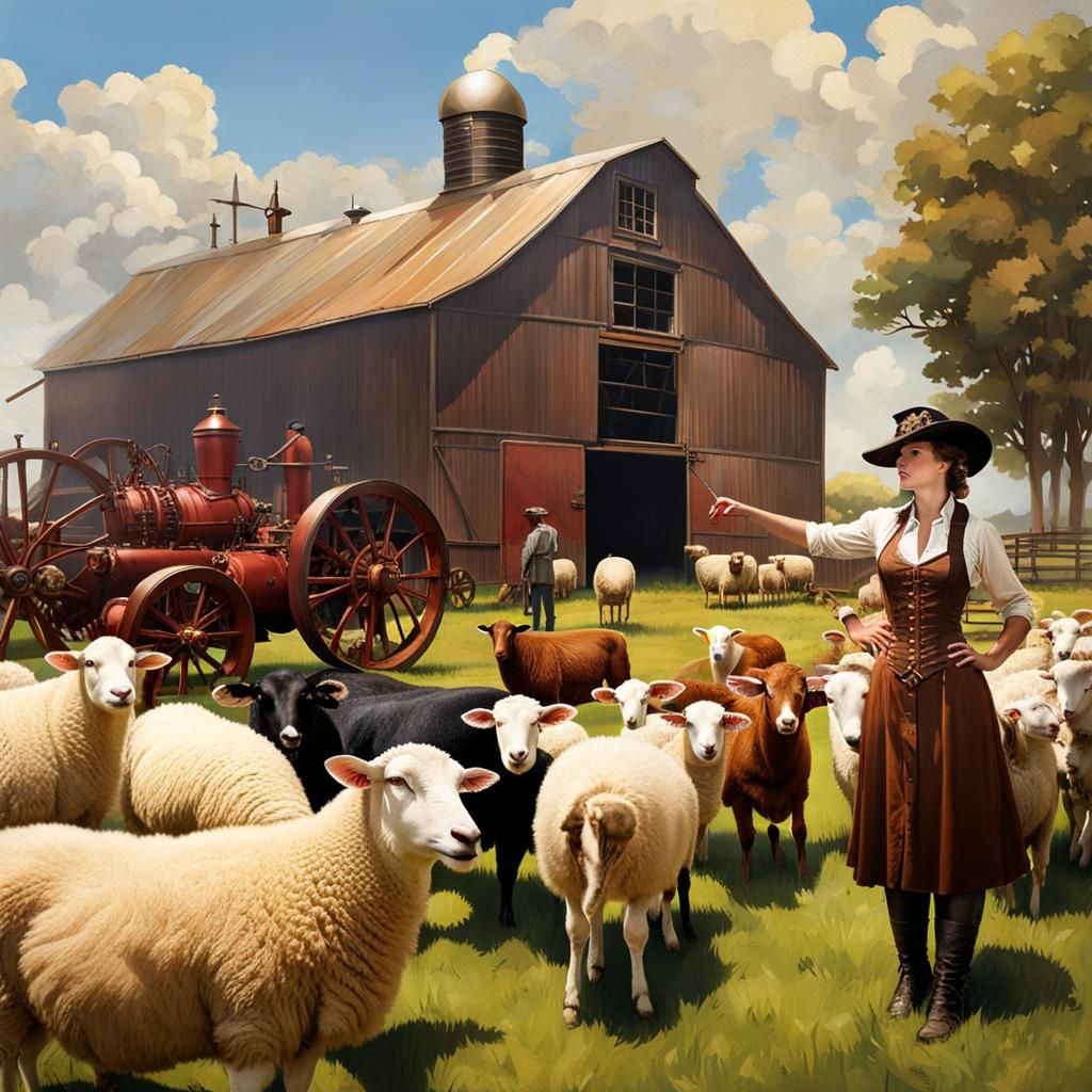 Woman talking to her farm animals - AI Generated Artwork - NightCafe ...