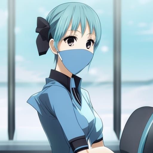 Female dental hygienist wearing gloves and a surgical mask by artist ...