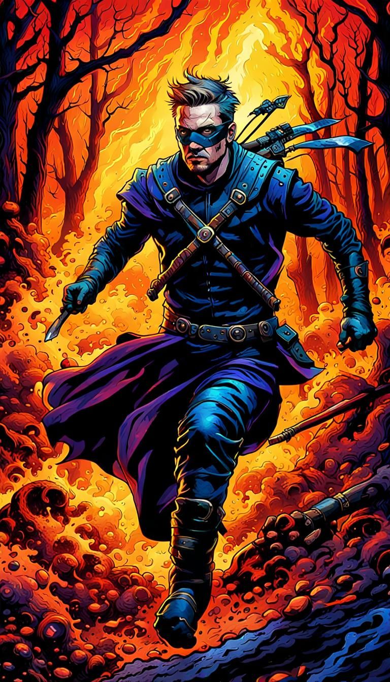 Hawkeye Running From A Forest Fire - AI Generated Artwork - NightCafe ...