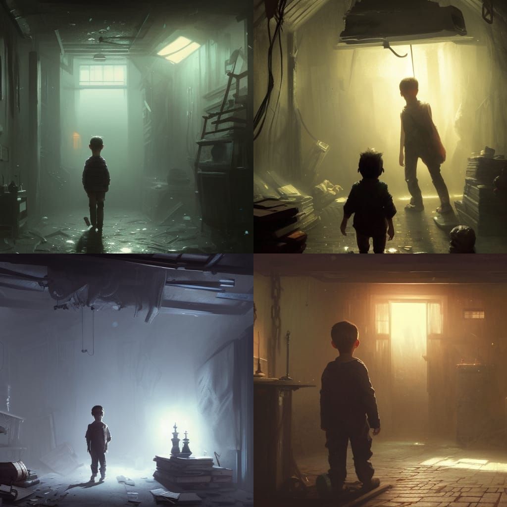 Boy in the basement - AI Generated Artwork - NightCafe Creator