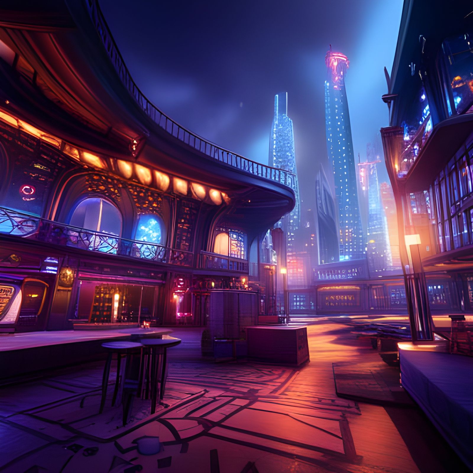 trendy nightclub in the middle of the city, perfect view - AI Generated ...