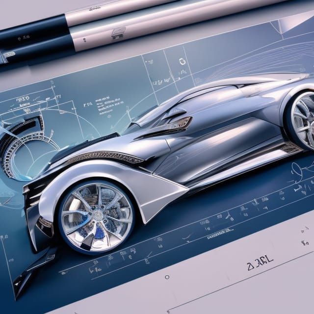 Auto-cad, blueprint full sketch design of modern roadster, mechanical ...