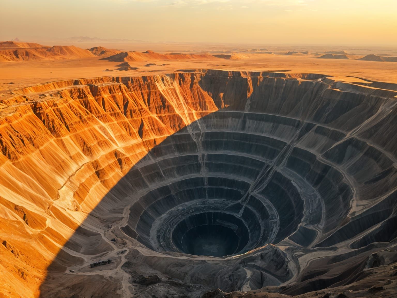 Open pit diamond mine in Africa, it dwarves anything in the world