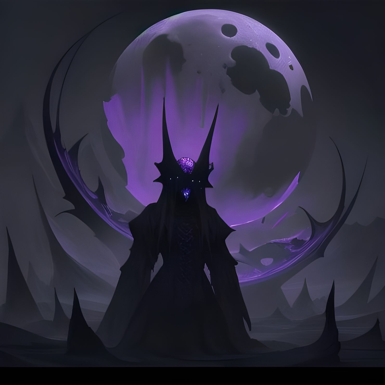 The Void Moon gothic art eldritch moonscape mysterious ominous colorful ...