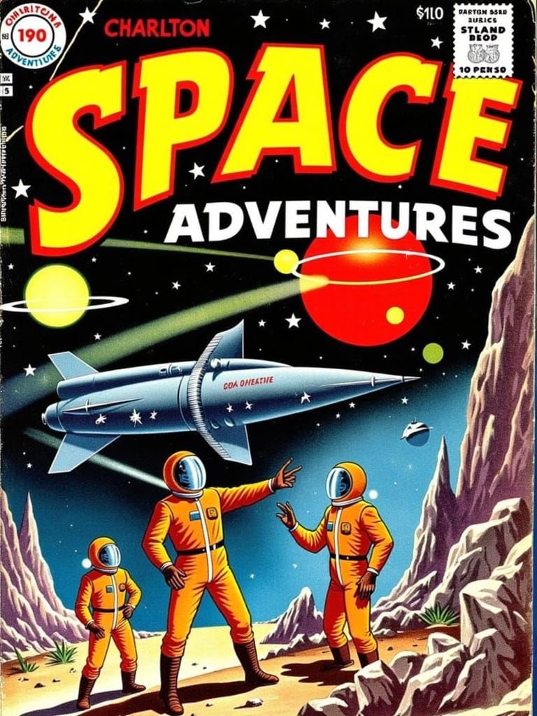 Vintage Sci-Fi Comic Book Cover: Space Adventures ... - AI Art