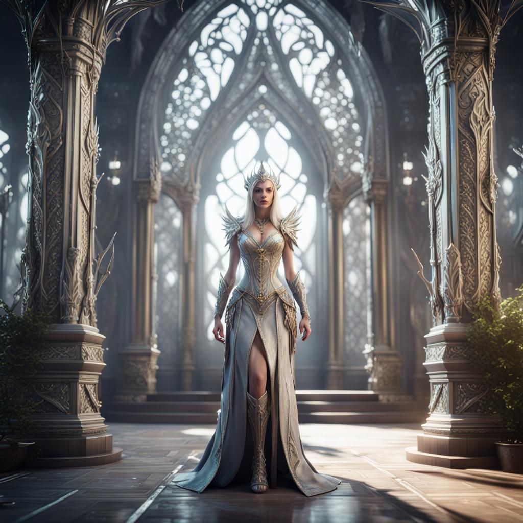 Beautiful queen of elves in her silver palace - AI Generated Artwork ...