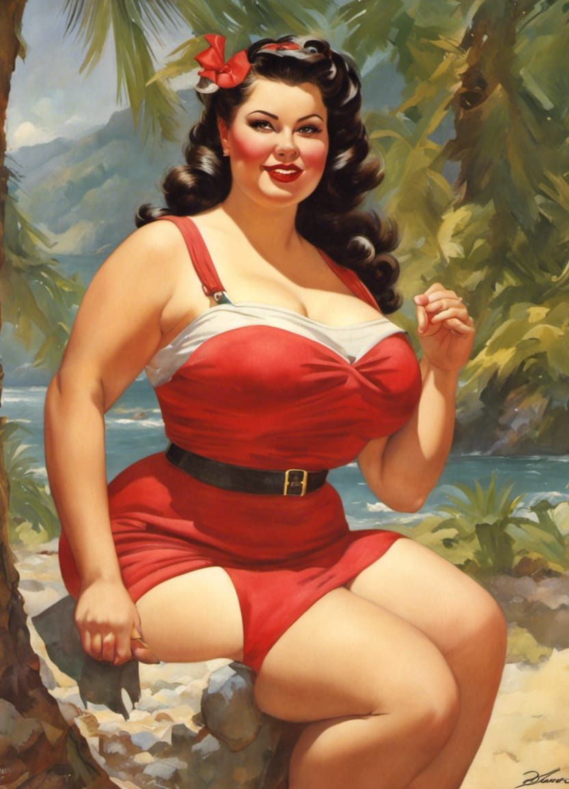 Plus Size Pin Up Gal - AI Generated Artwork - NightCafe Creator
