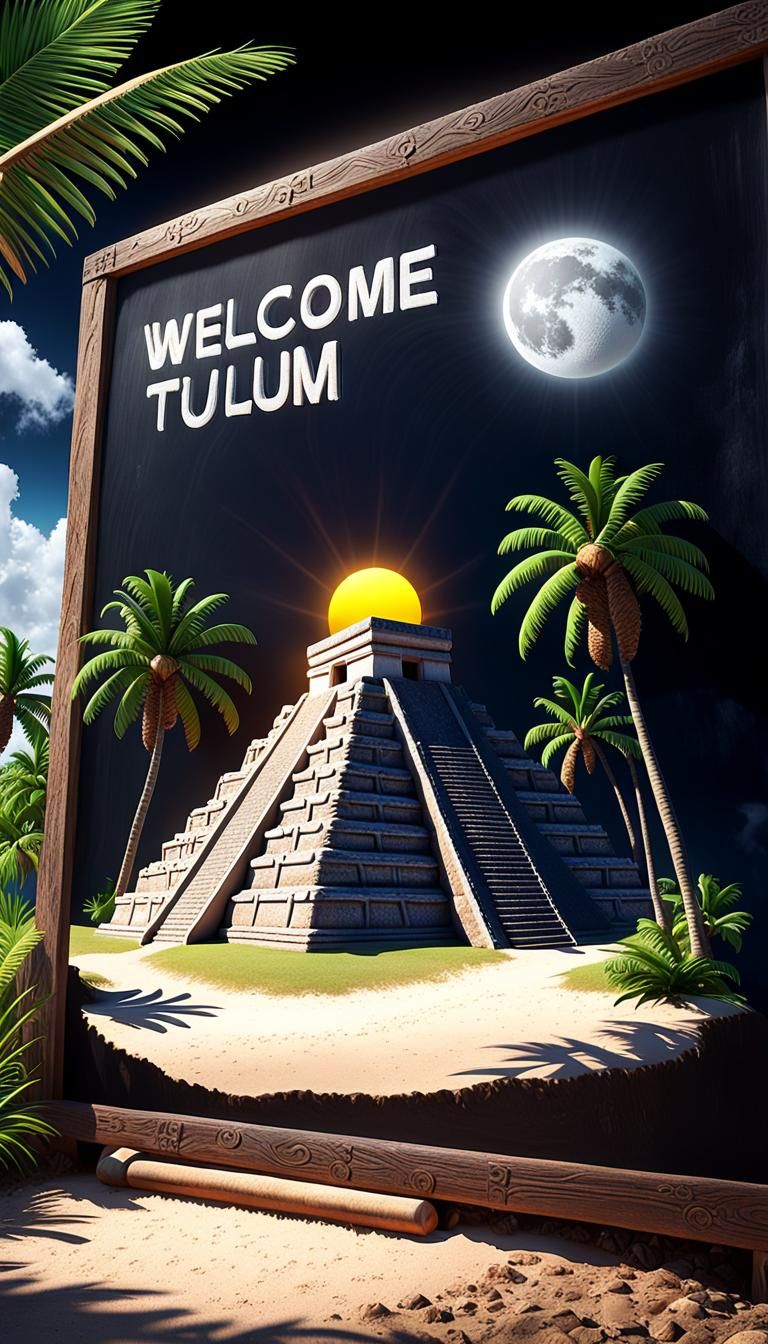 Chalk art, Mayan Tulum pyramid - AI Generated Artwork - NightCafe Creator