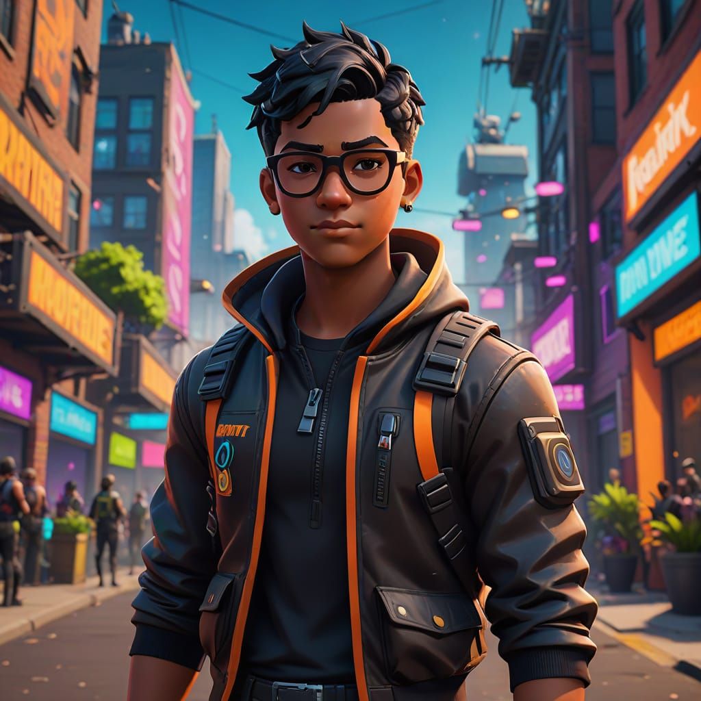 Epic Fortnite Character in Vibrant Futuristic Outf... - AI Art
