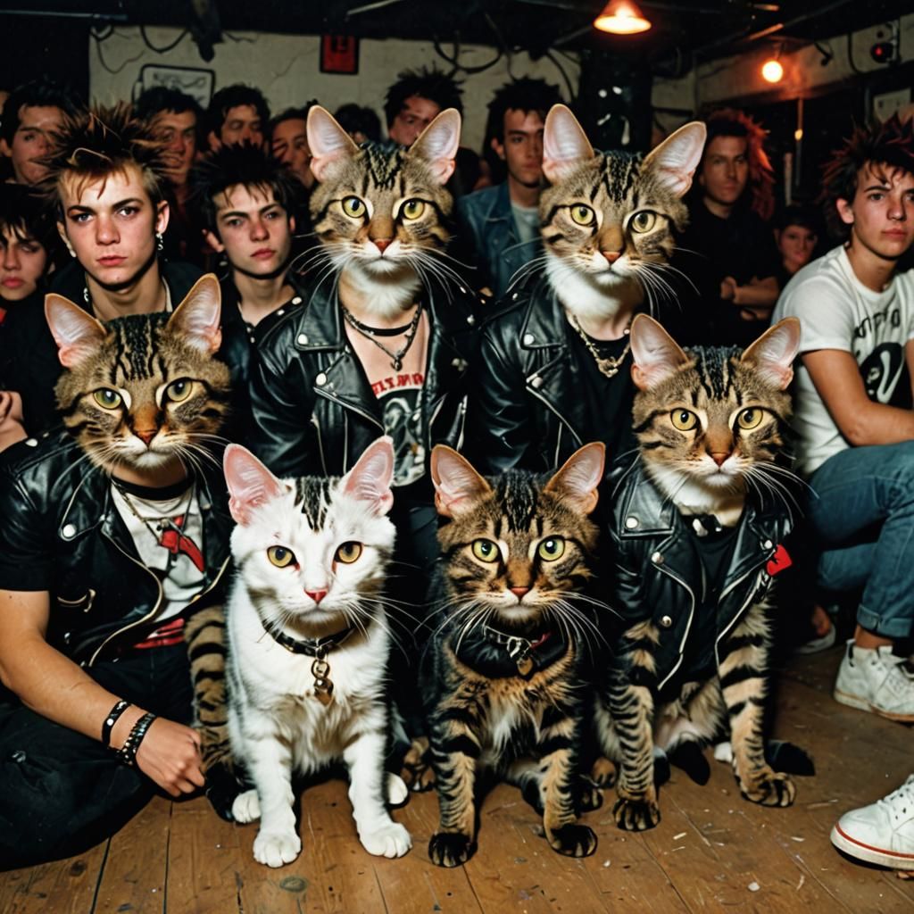 Punk Rock Cats at a Punk Concert in a basement :: 80's Photography ...