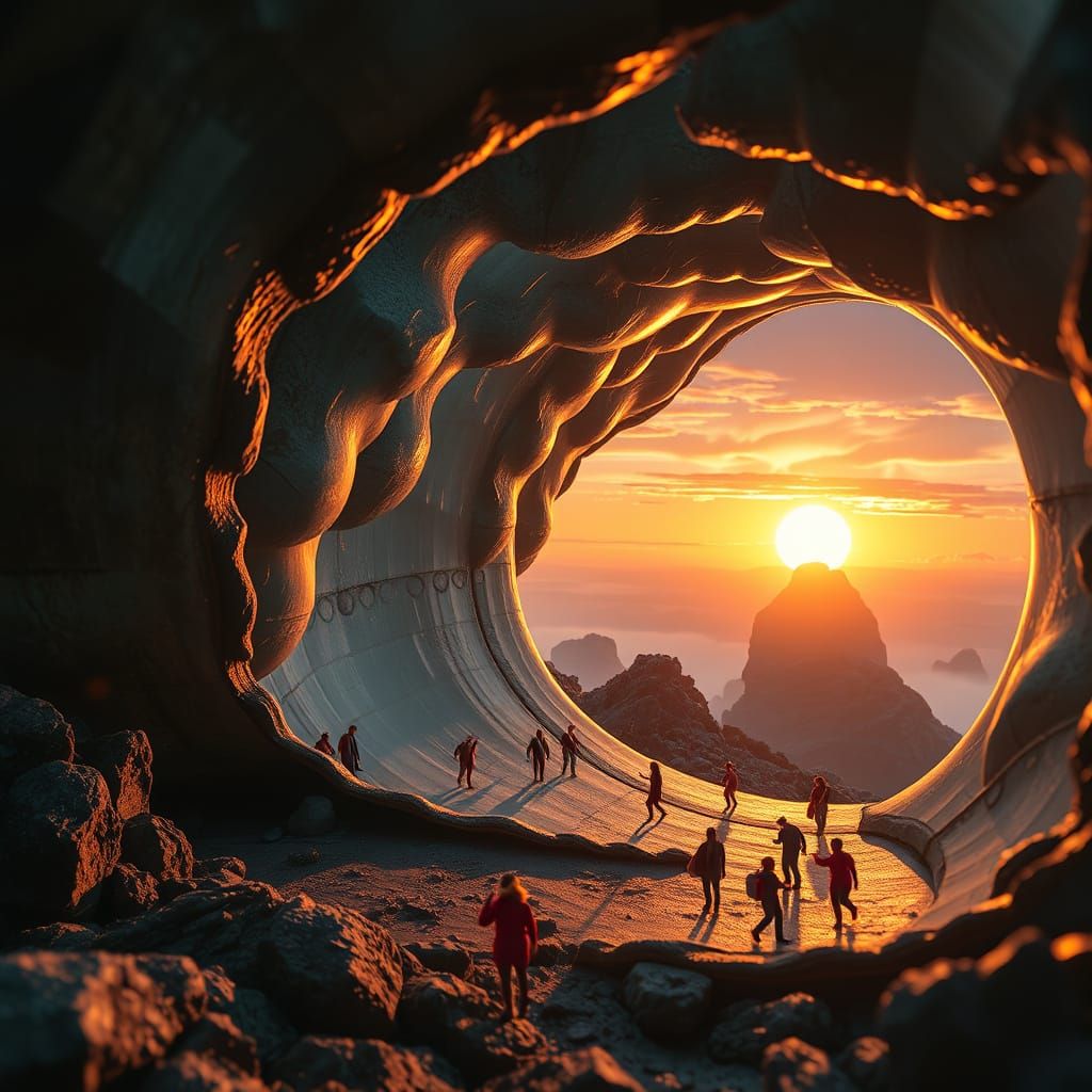 World of the tiny people - Whimsical Sunset Dreams in a Naut...