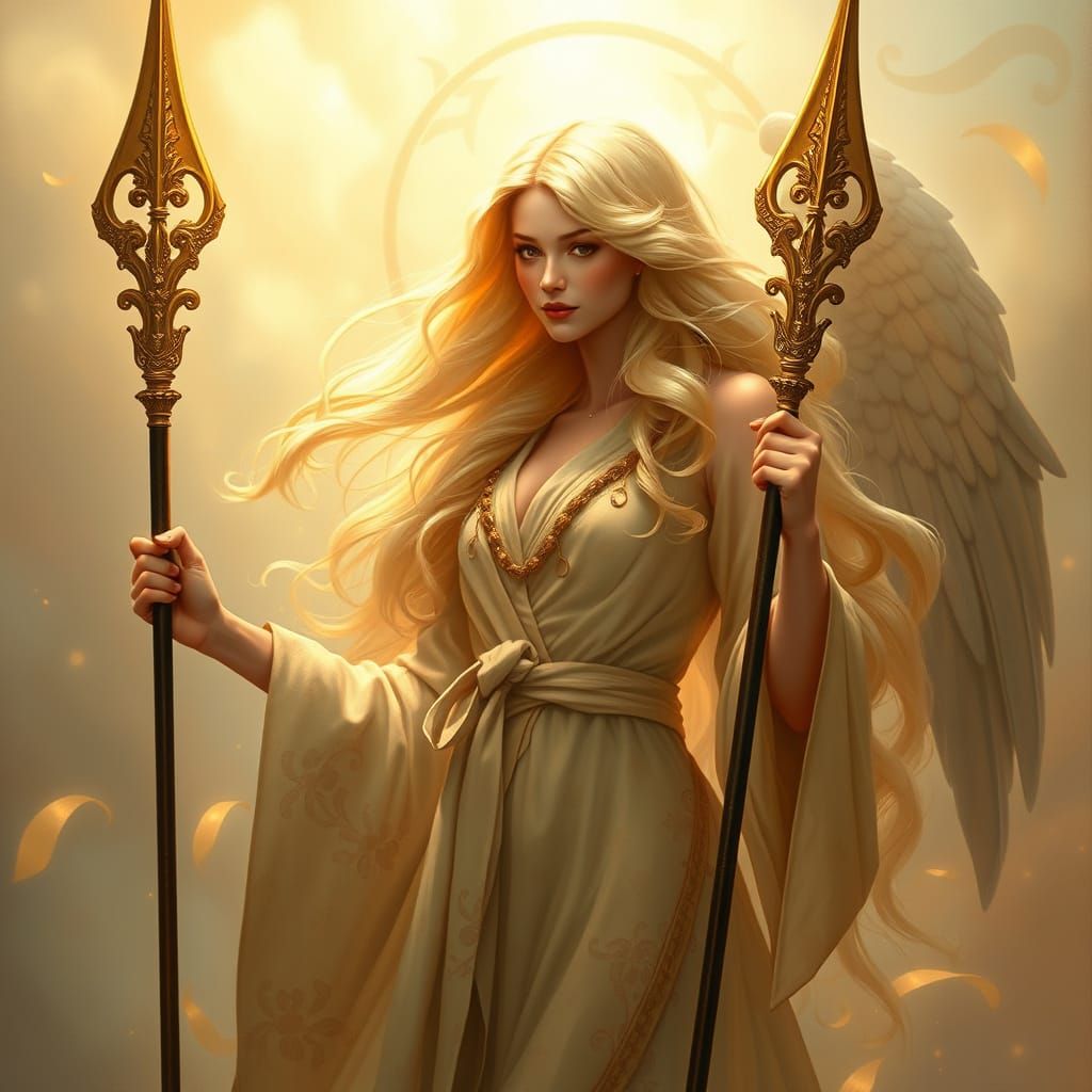 Ethereal Valkyrie in Art Nouveau Splendor - AI Art