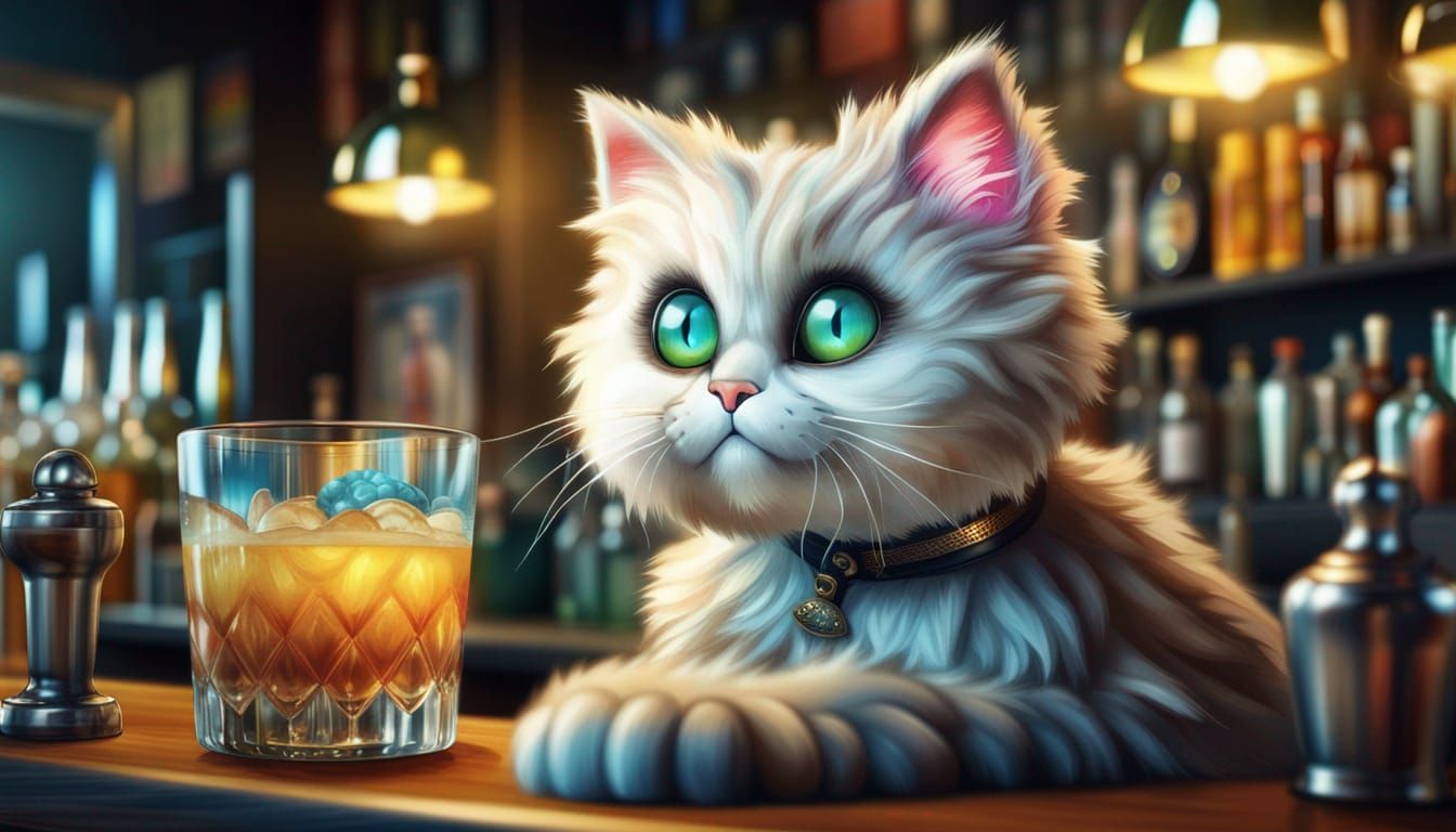 Bartender cats - would you like a drink ? purrrrrr - AI Generated ...