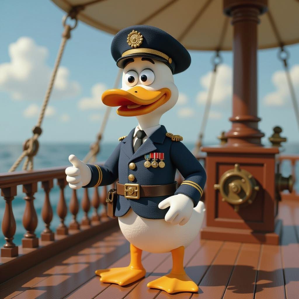 Steampunk Duck Naval Officer in Claymation Style - AI Art