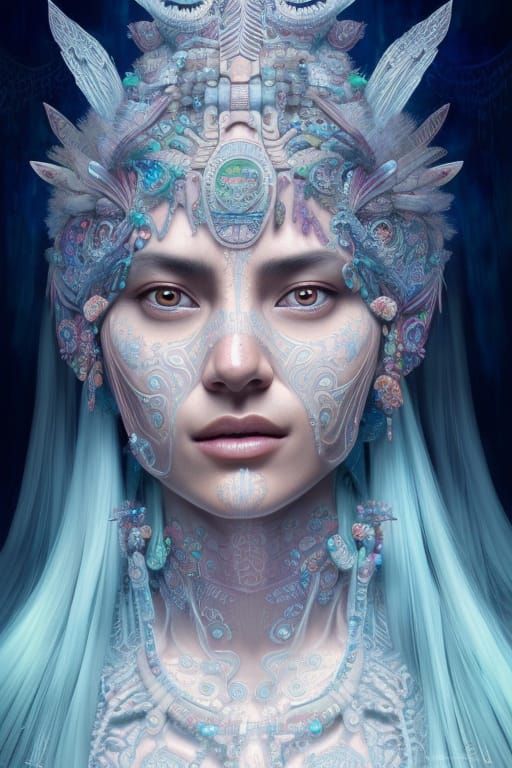 Insanely detailed portrait of “elaborate Aztec goddess” with intricate ...