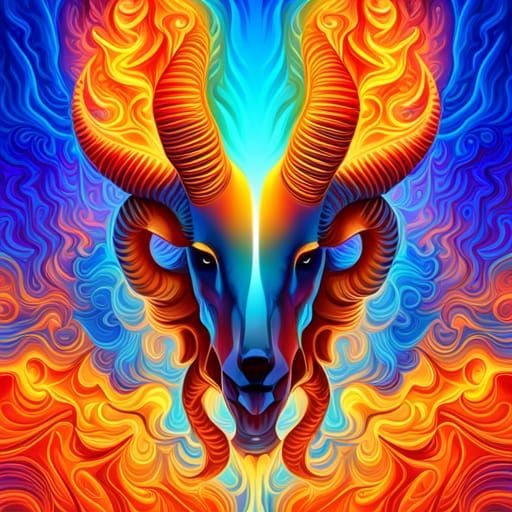 Ram skull Horns made.of flames - AI Generated Artwork - NightCafe Creator