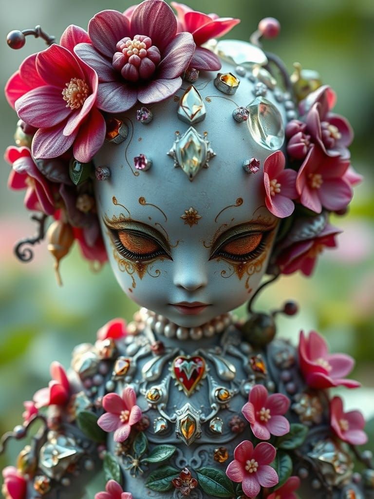 Vibrant Jewel Humanoid Statue in Whimsical Horror ... - AI Art