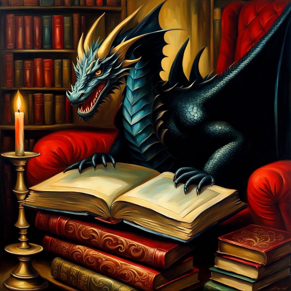 Library Dragon - AI Generated Artwork - NightCafe Creator