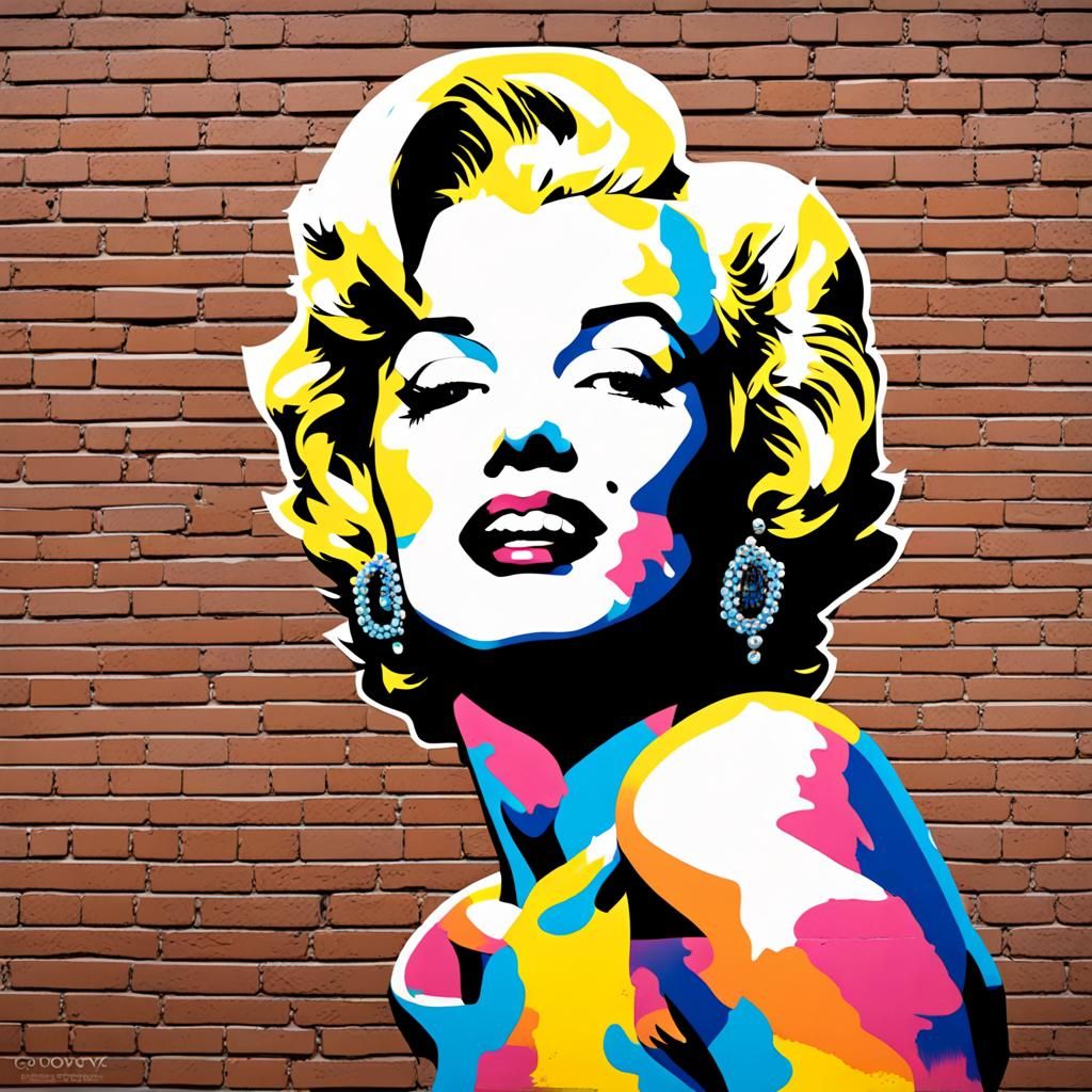 Marilyn Monroe portrait in the style of Andy Warhol, street art on ...