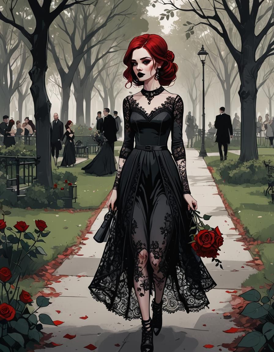Goth Bride - Widow - AI Generated Artwork - NightCafe Creator