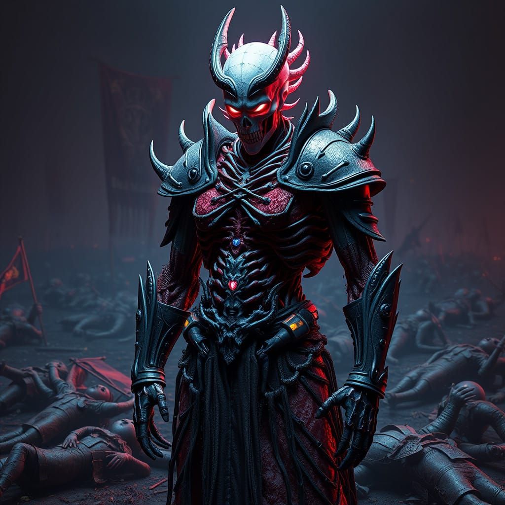 A Hyperrealistic 3d photo of a demonic evil, realistic Pinhead warrior ...