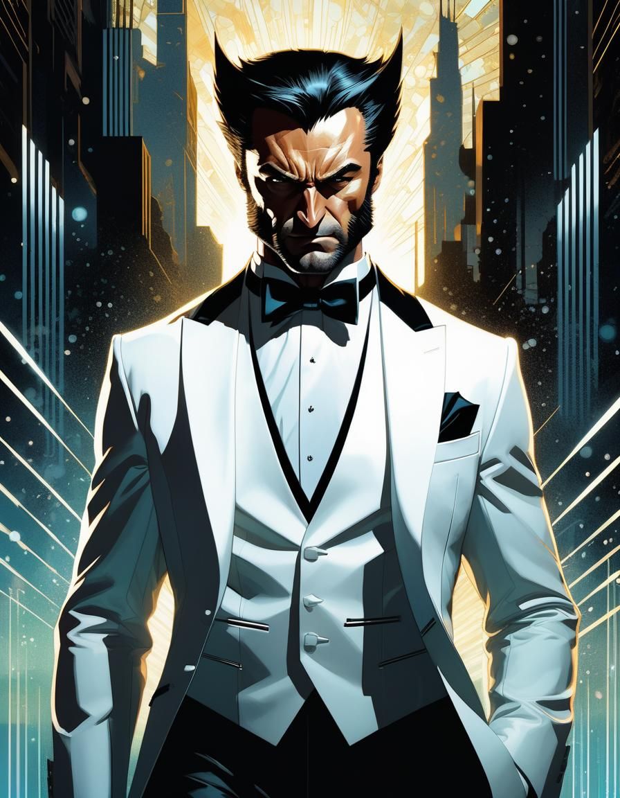 Wolverine in White Tux - AI Generated Artwork - NightCafe Creator