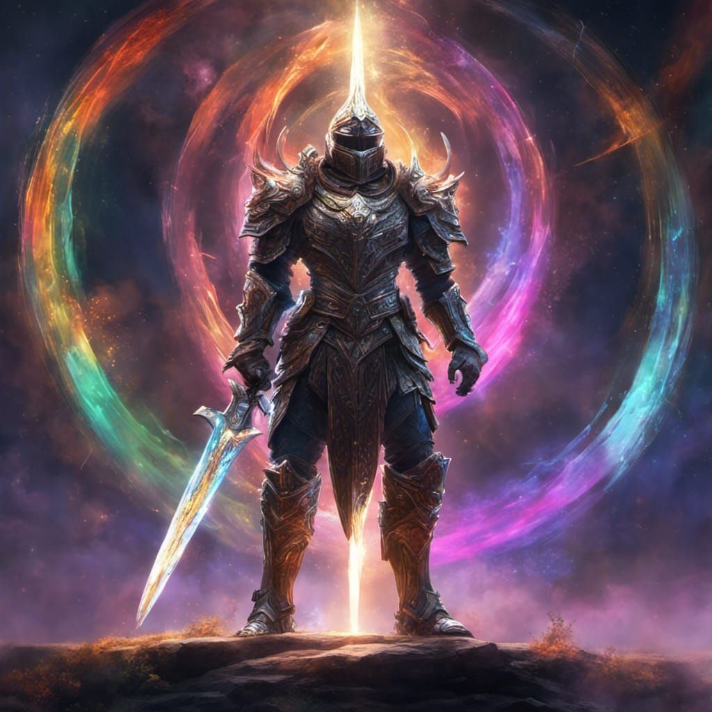 cosmic knight of the kingdom with a multicolour aura - AI Generated ...