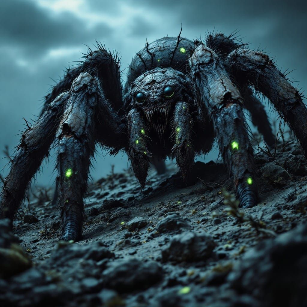 Zombified spider - Zombified Tarantula Crawls Through a Deso...
