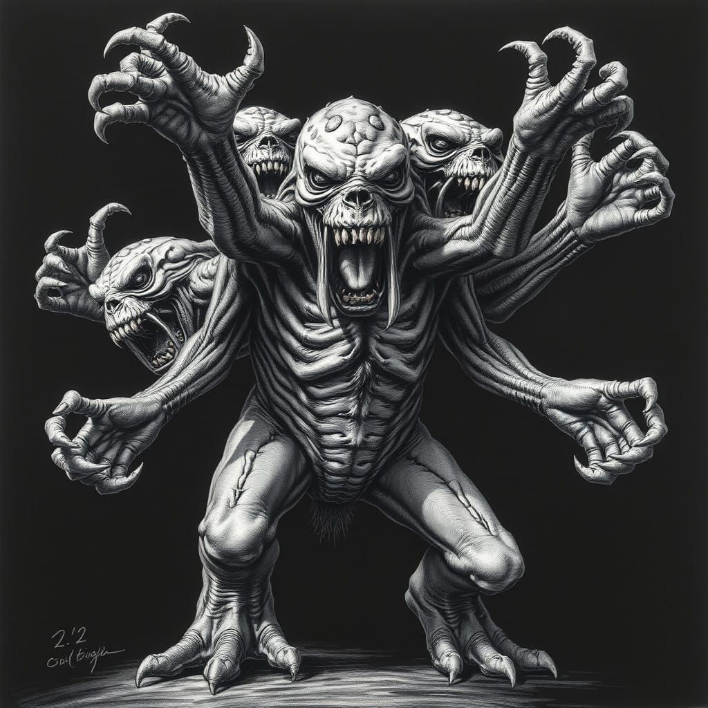 Hyper-Detailed Gothic Ogre Figure in Handstand - AI Art