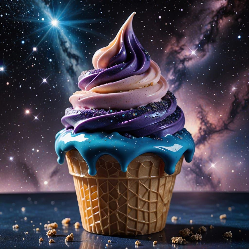 cosmic ice cream masterpiece infused with the essence of the night sky ...