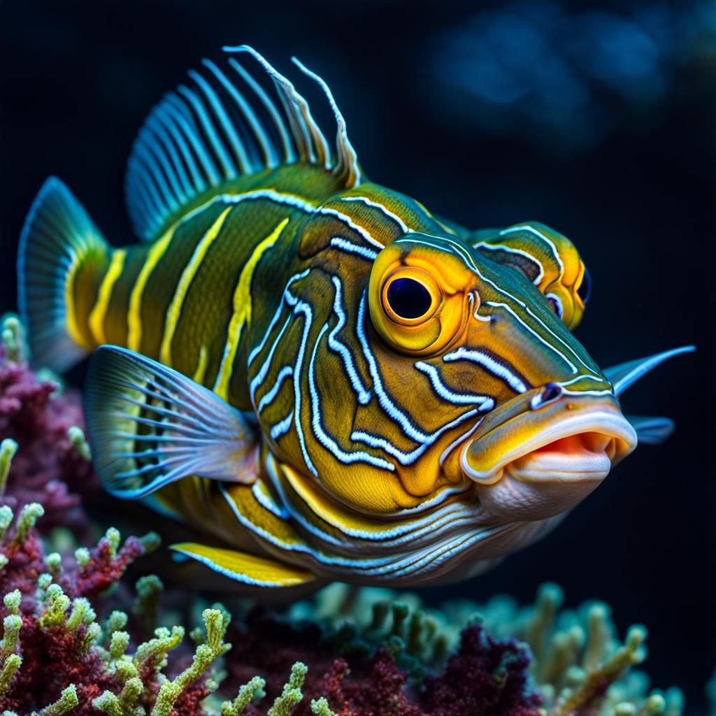 Blue veined waffle fish - AI Generated Artwork - NightCafe Creator