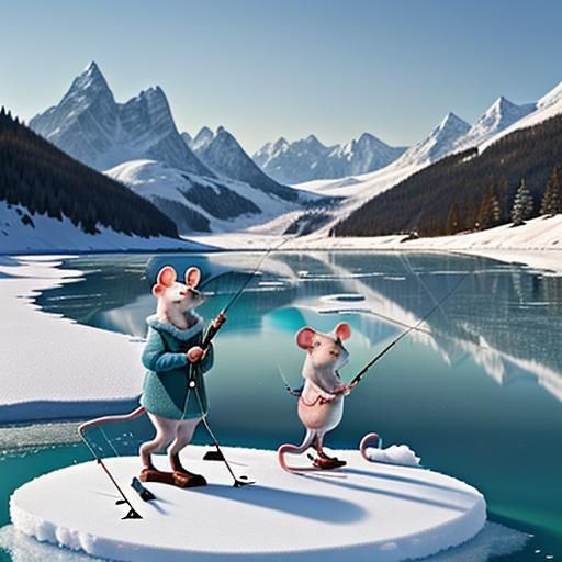 Mice Fishing - AI Generated Artwork - NightCafe Creator