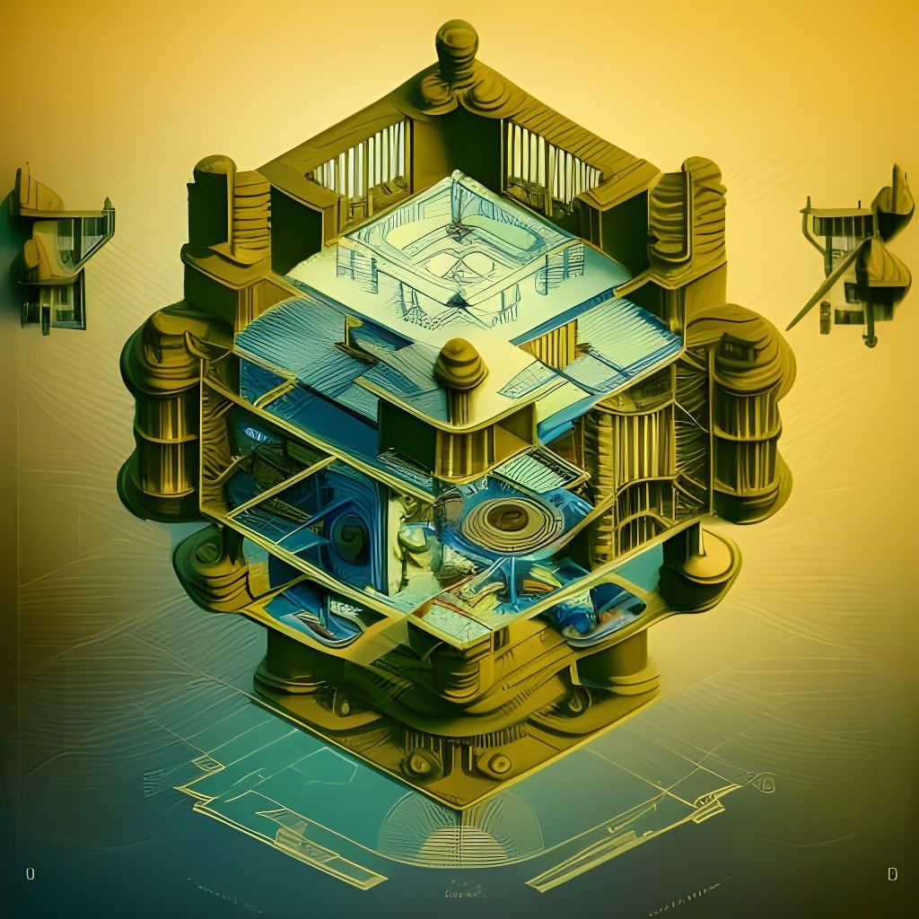 "Schematics blueprints of a beatific mechanical house!" Ultra Detailed ...