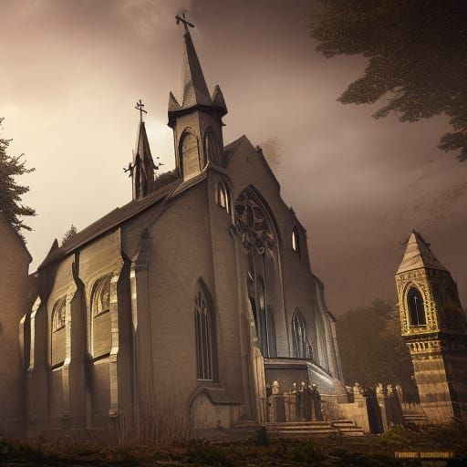 Levies protecting church from zombies - AI Generated Artwork ...